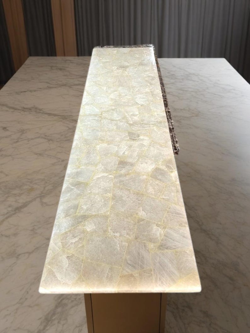 Handmade White Quartz Console Table Top: Illuminated Bar Countertop - Etsy