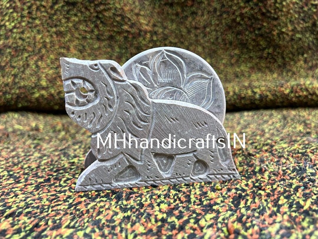 Handmade Natural Soapstone Marble Coasters Set With Holder – Tiger Art ...