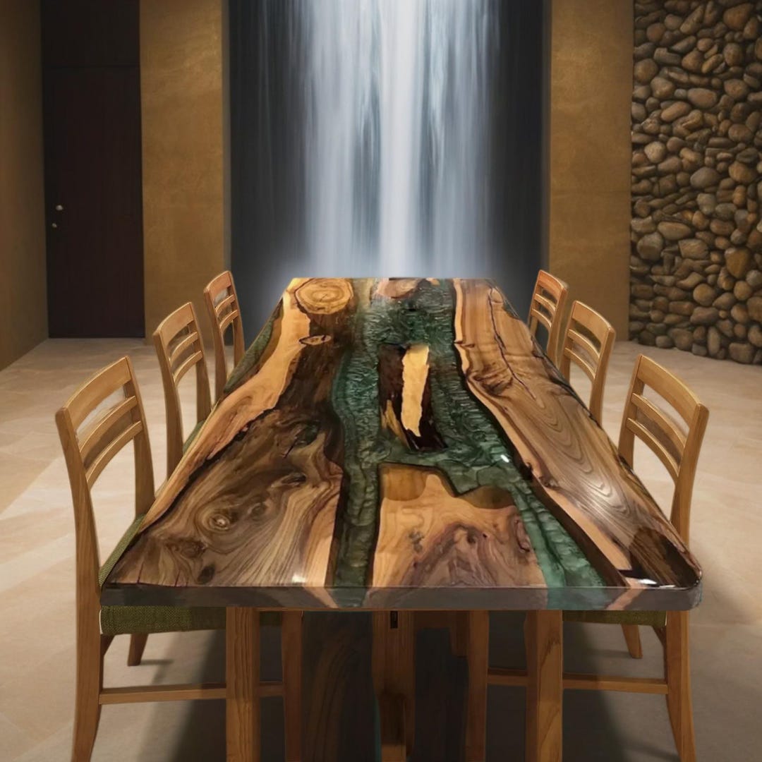 Handmade Epoxy Resin River Table Top, Live Edge Wood Decor - Etsy