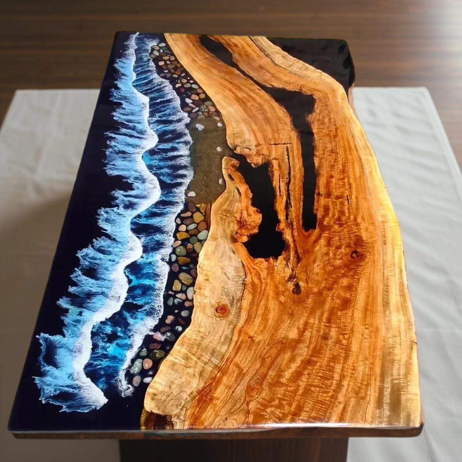 Ocean Epoxy Resin River Table Top: Live Edge Wood Center Table - Etsy