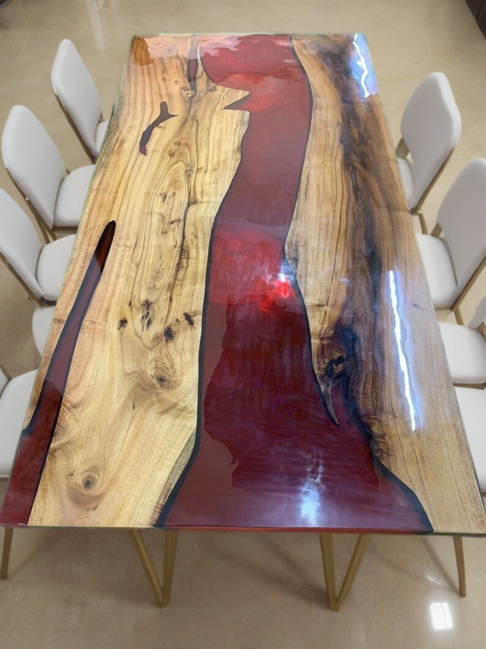 Red Epoxy Wooden Table, Epoxy Center Table, Epoxy Resin Table, Epoxy ...