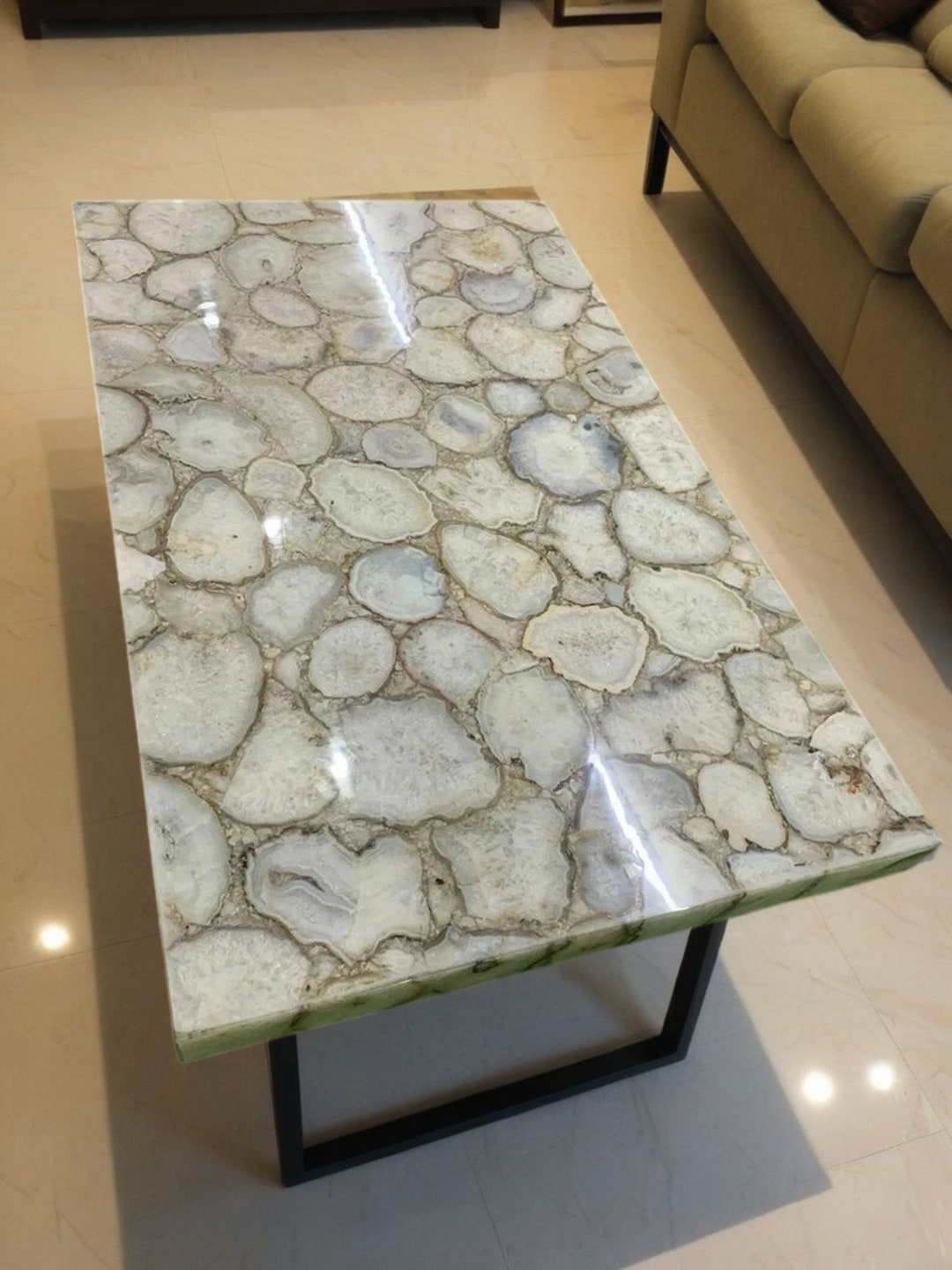 White Agate Gemstone Table Top: Luxury Dining or Coffee Table - Etsy