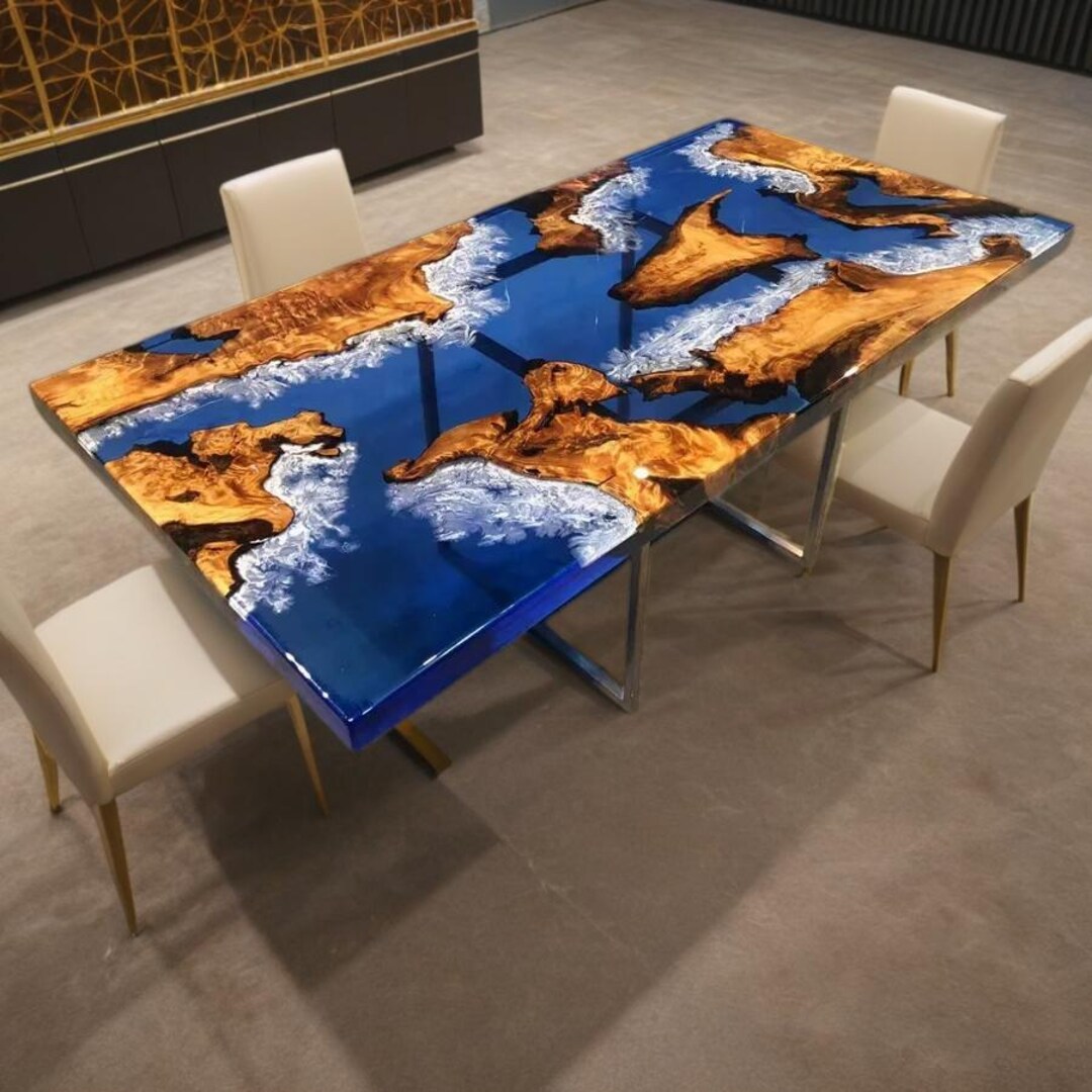 Ocean Resin River Table Top, Epoxy Resin Table, Resin Ocean Table Top ...