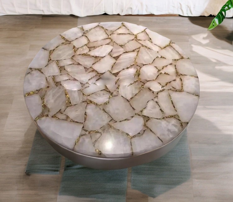 White Agate Table, Coffee End Table, Stone Furniture, Centre Table ...
