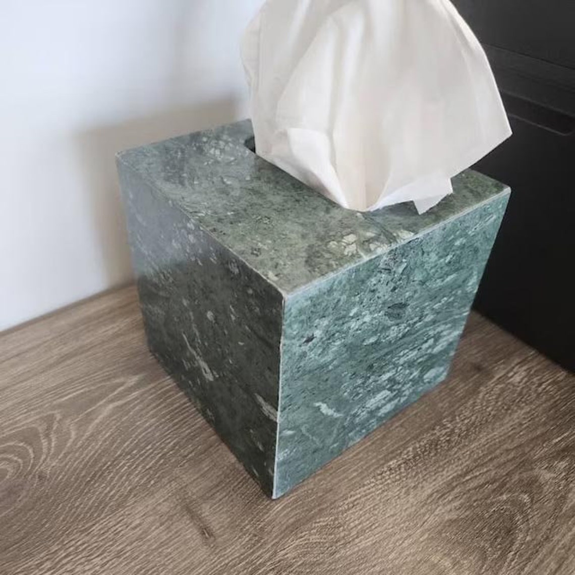 Natural Green Marble Effect Tissue Box, Napkin Dispenser, Luxury Marble ...