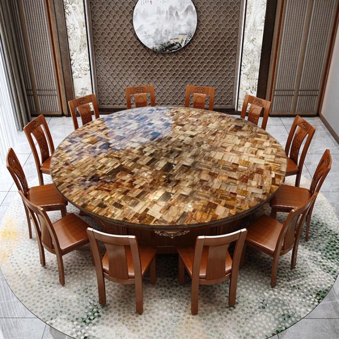 Round Petrified Wood Agate Table Top: Rustic Stone Center Table - Etsy