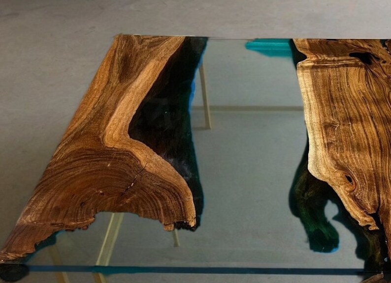 Handcrafted Square Resin River Table: Epoxy & Solid Wood Coffee Table ...