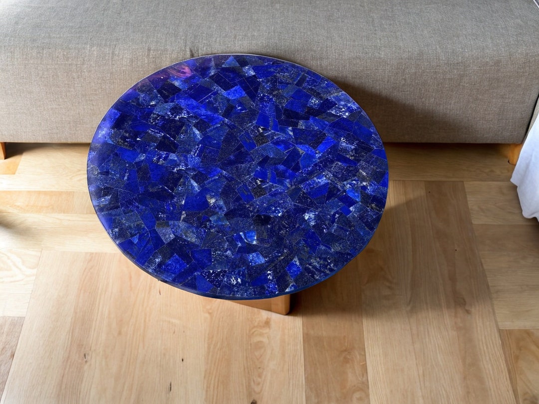 Lapis Lazuli Round Marble Table Top: Polished Stone Kitchen Counter - Etsy