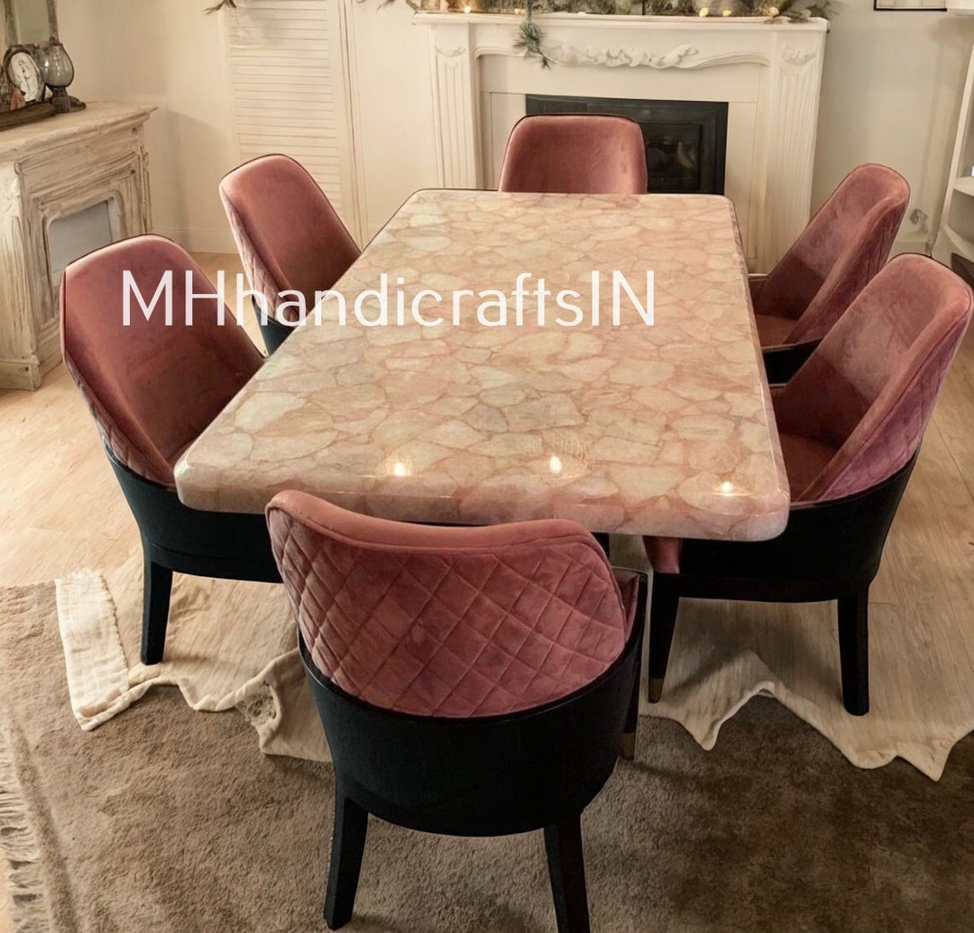 Rose Quartz Stone Dining Table Top: Farmhouse Counter Slab - Etsy