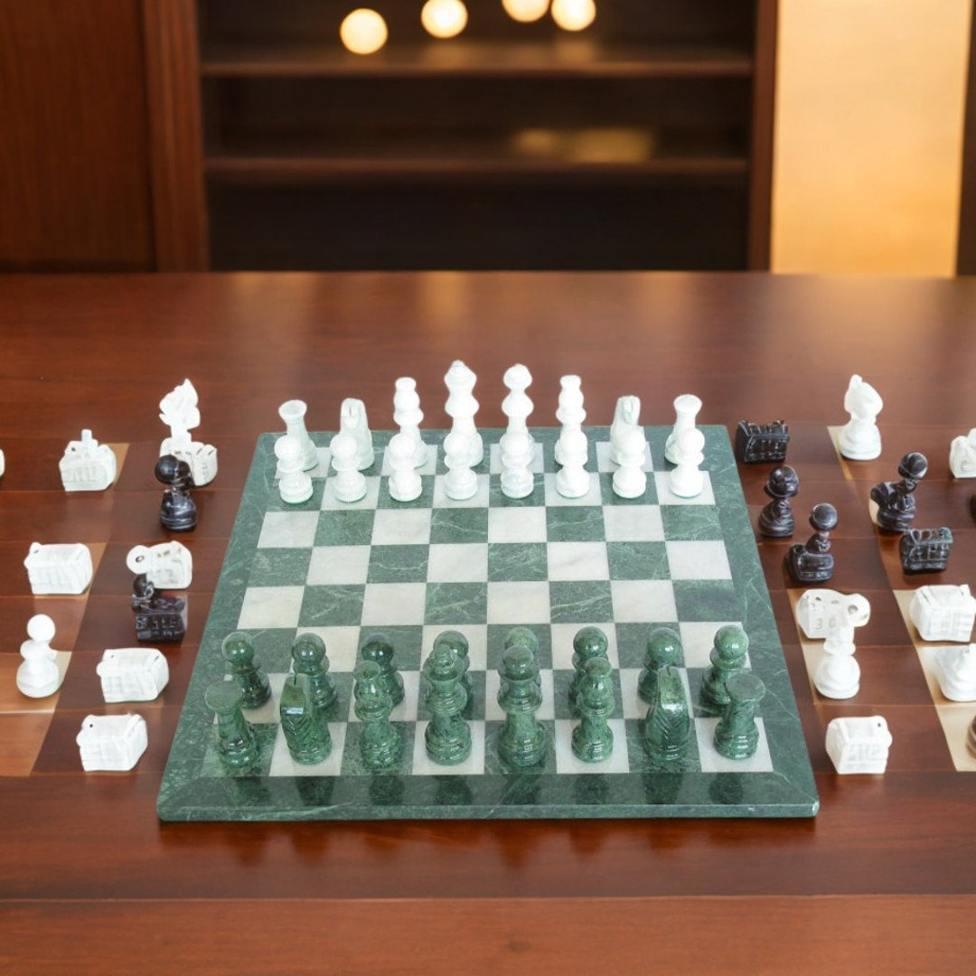 Green Marble Chess Set: Handmade Stone Board Game - Etsy
