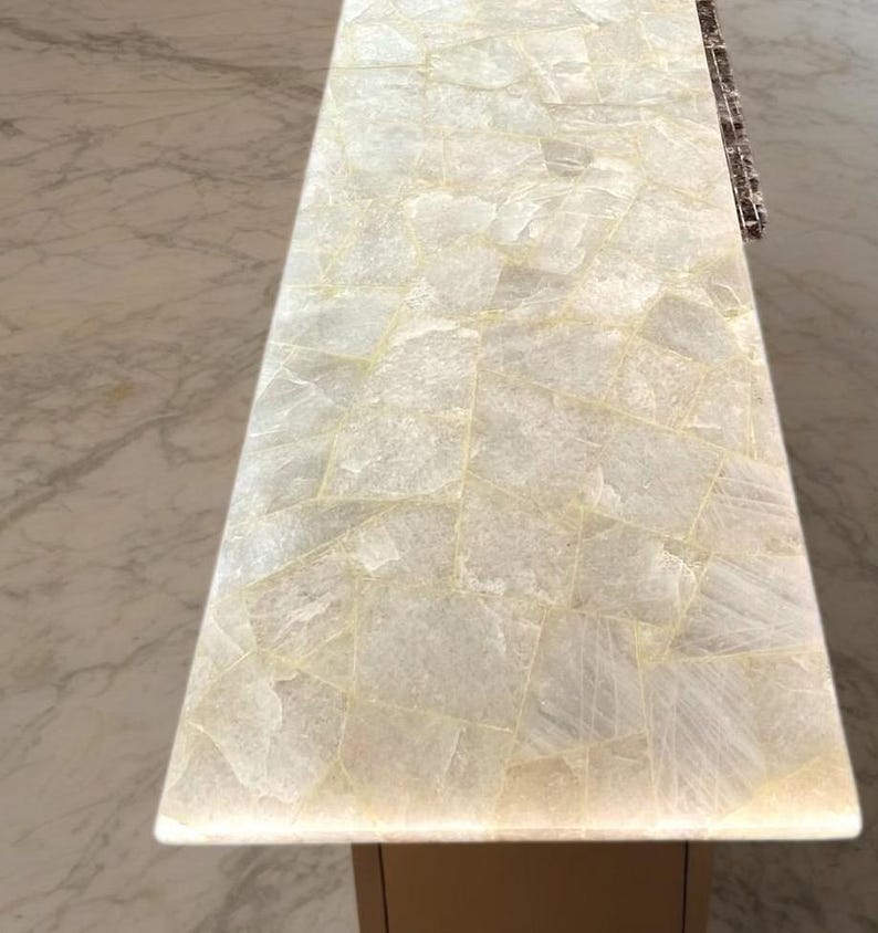 Handmade White Quartz Console Table Top: Illuminated Bar Countertop - Etsy