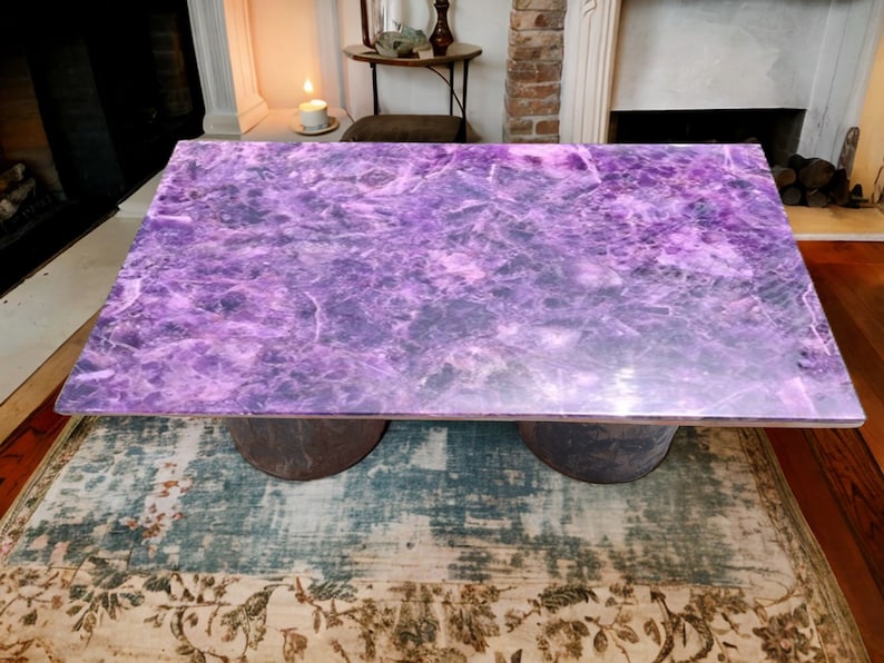 Amethyst Coffee Table, Geode Amethyst Inlay Table, Lavender Amethyst ...