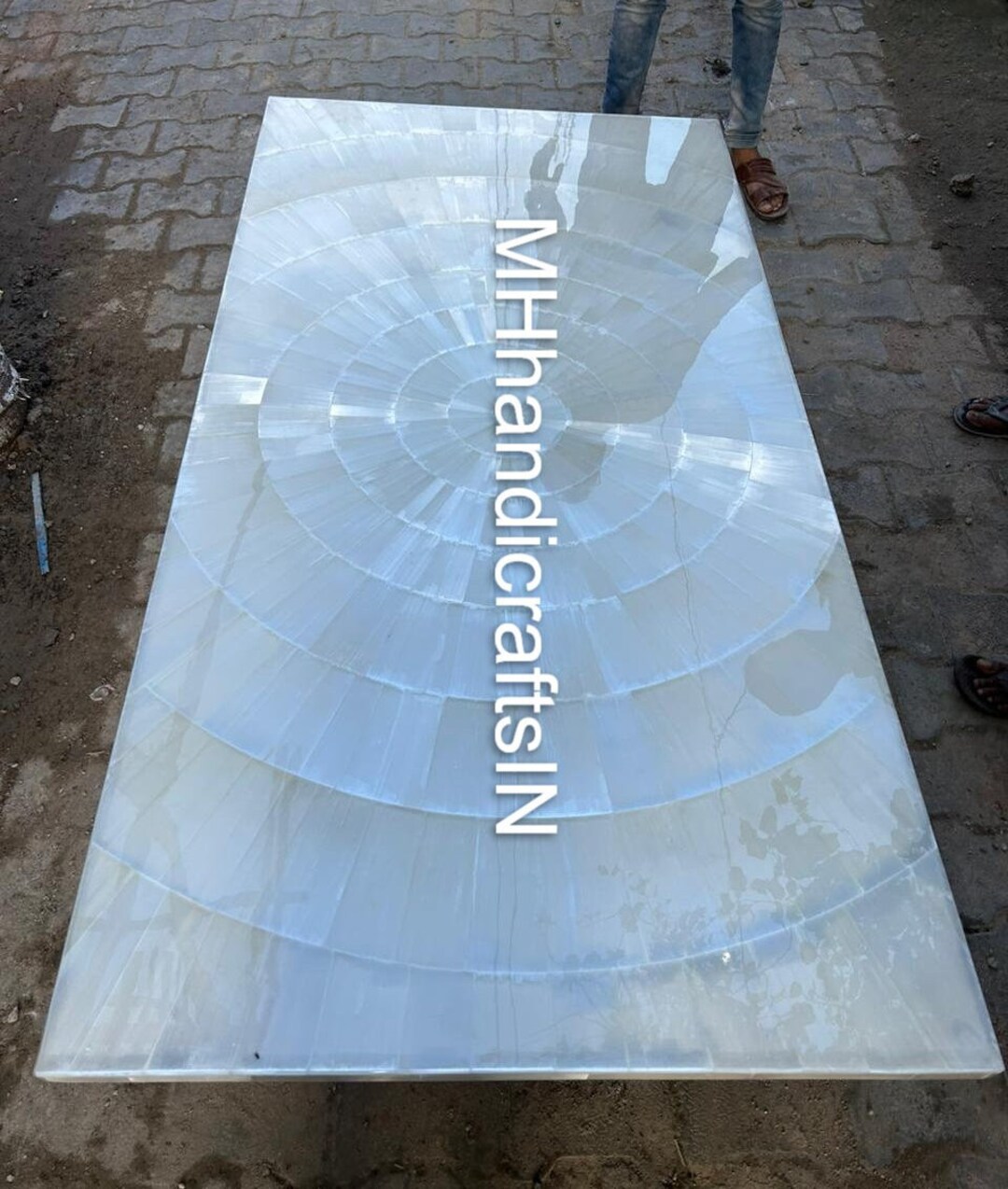 Selenite Dining Table Top Sun Burst Luxury Gem Stone Furniture Kitchen ...