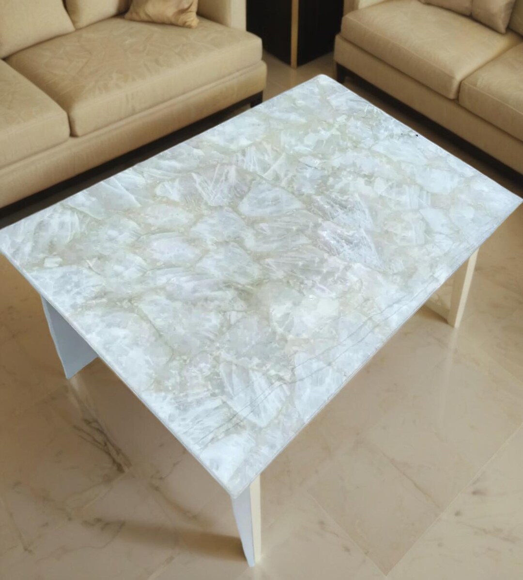 Natural White Quartz Table Top, Quartz Countertops Slab, Handmade ...