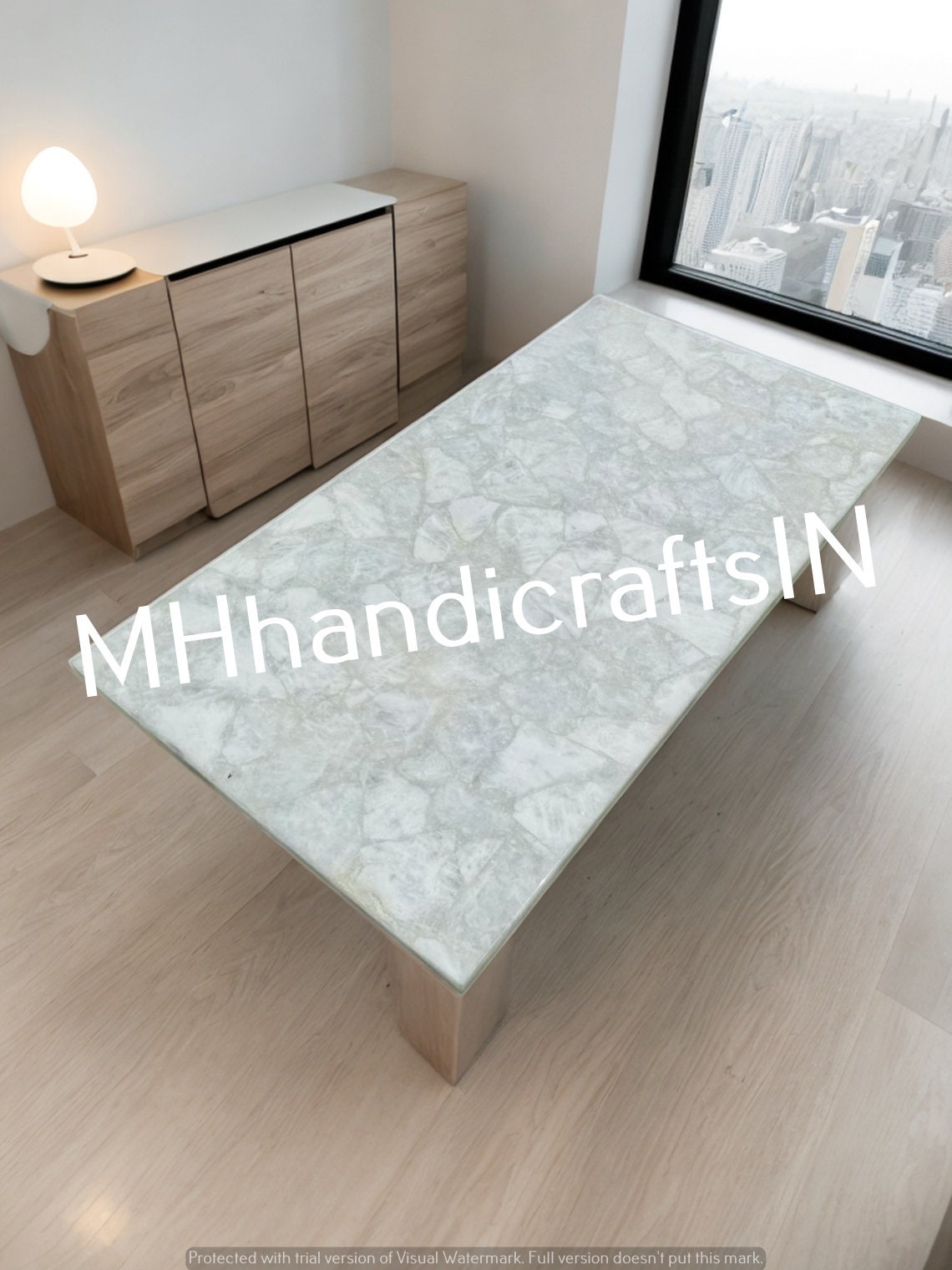 White Quartz Table Top: Rectangle Natural Gemstone, Custom Shape - Etsy