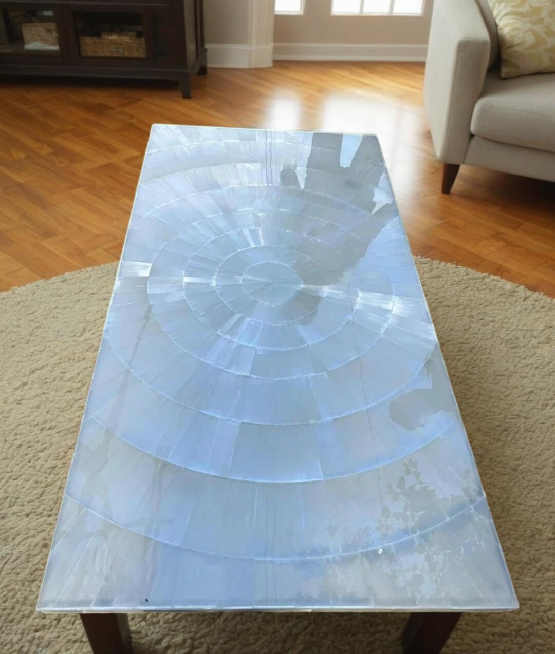Selenite Stone Table Top | Sun Burst Gemstone, Custom Sizes - Etsy