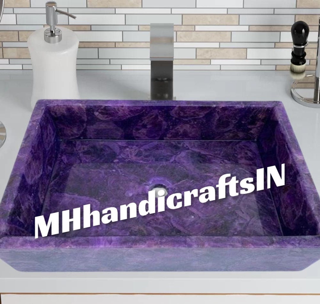 Purple Amethyst Bathroom Countertop Sink, Amethyst Geode Wash Basin ...