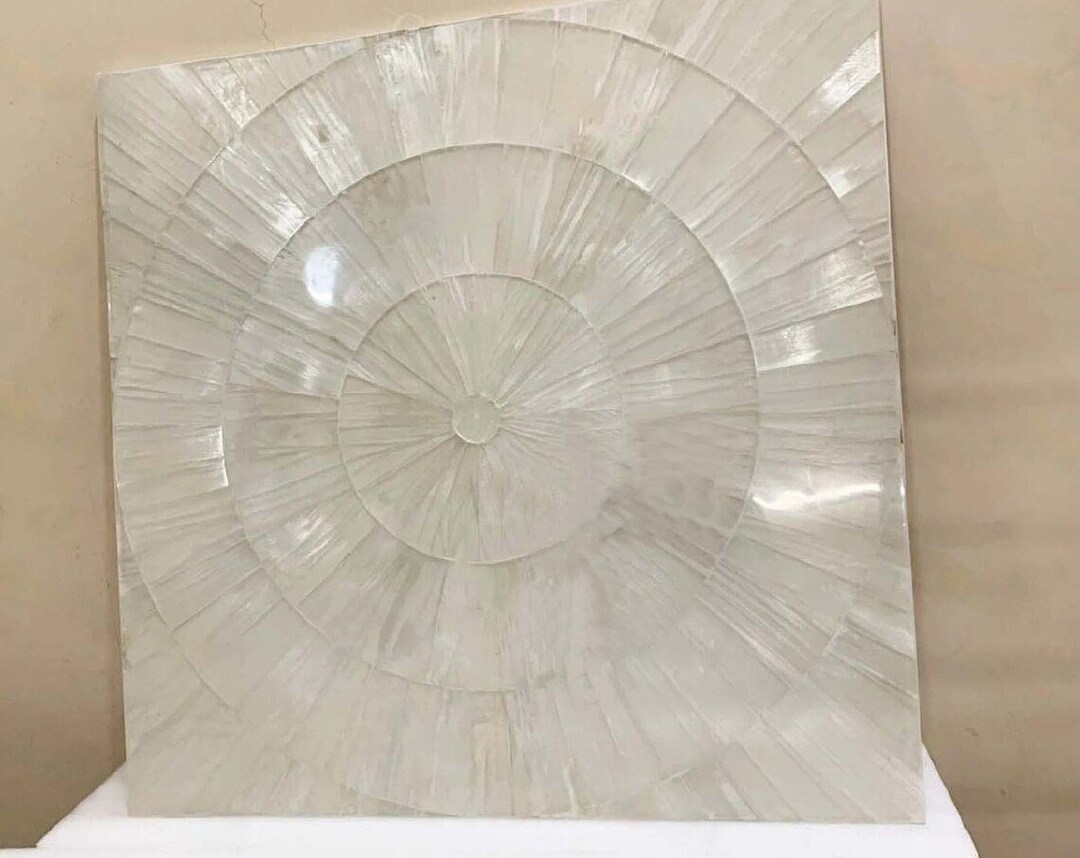 Square Selenite Coffee Table Top: Handmade Sunburst Crystal Panel - Etsy