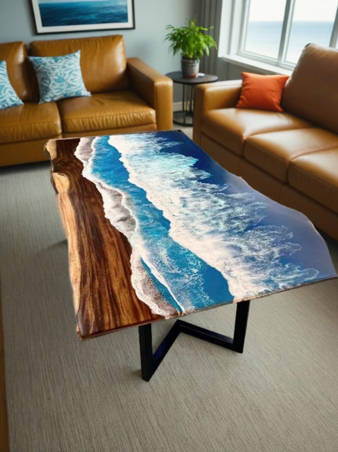 Ocean Wave Table, Epoxy Table, Epoxy Wood Resin Table, Live Edge Table ...