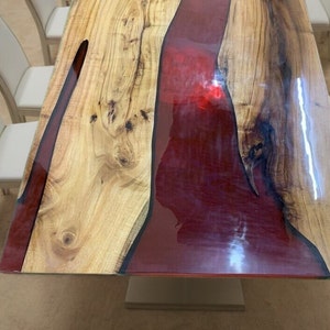 Red Epoxy Wooden Table, Epoxy Center Table, Epoxy Resin Table, Epoxy ...