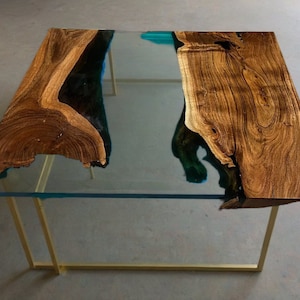Handcrafted Square Resin River Table: Epoxy & Solid Wood Coffee Table ...