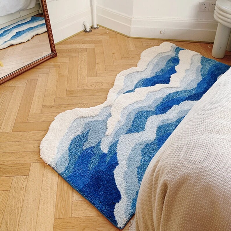 Ocean Wave Rug Handmade Custom Rug, Rug Tufted Rug Rug for Bedroom ...