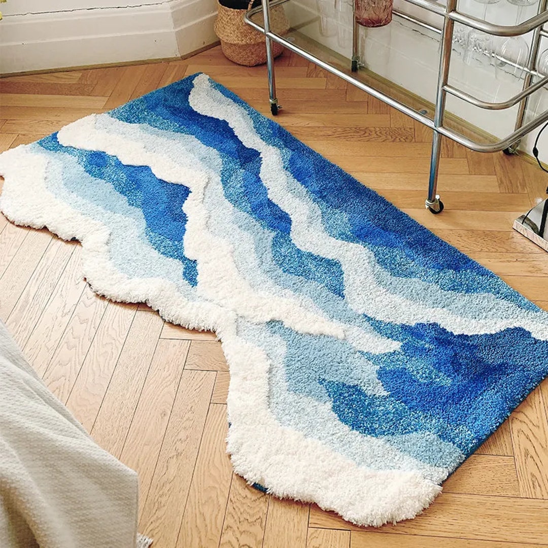 Ocean Wave Rug Handmade Custom Rug, Rug Tufted Rug Rug for Bedroom ...