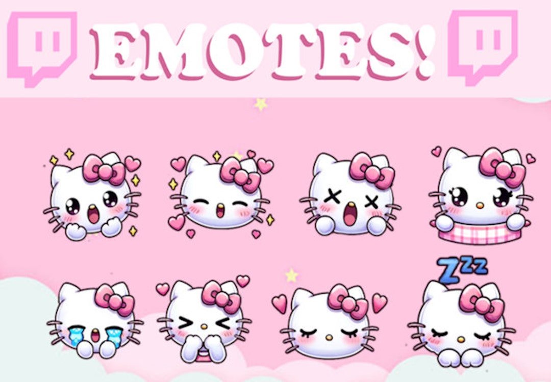 KITTY EMOTES 8 Discord Twitch Youtube Kick Streaming Kawaii Kitty Emote ...