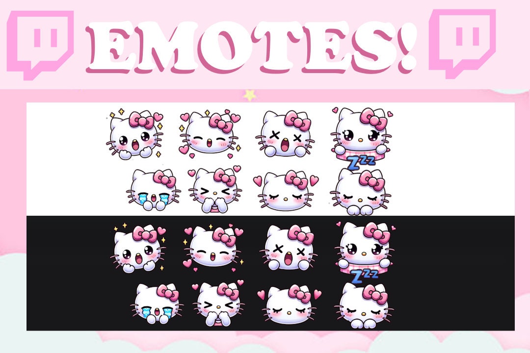 KITTY EMOTES 8 Discord Twitch Youtube Kick Streaming Kawaii Kitty Emote ...