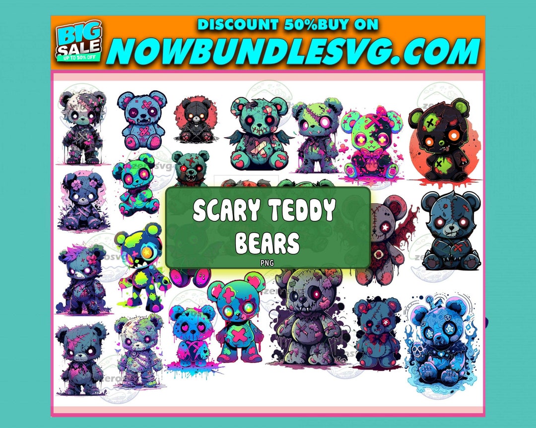 24 FILE Scary Teddy Bears PNG Spooky Zombie Teddybear Monster - Etsy