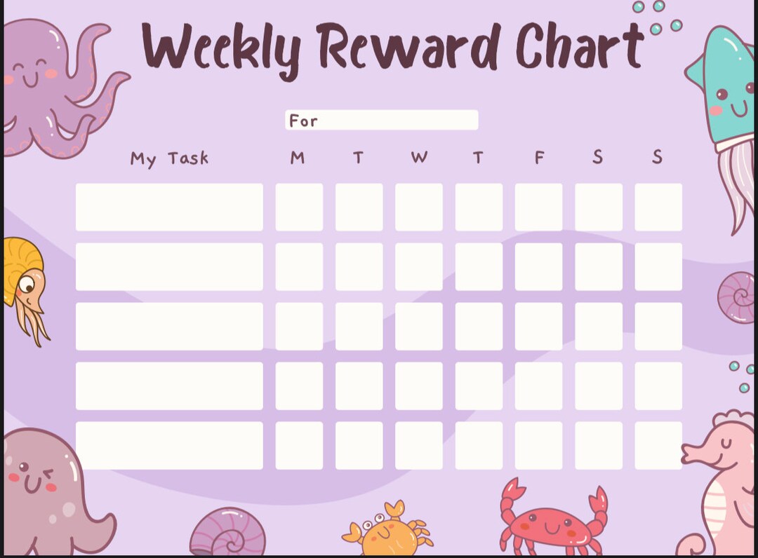 Children's Reward Chart Under the Sea - Etsy