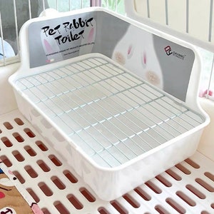 Bunny Litter Box With Grate, Rabbit Corner Litter Pan, Pet Toilet Potty ...