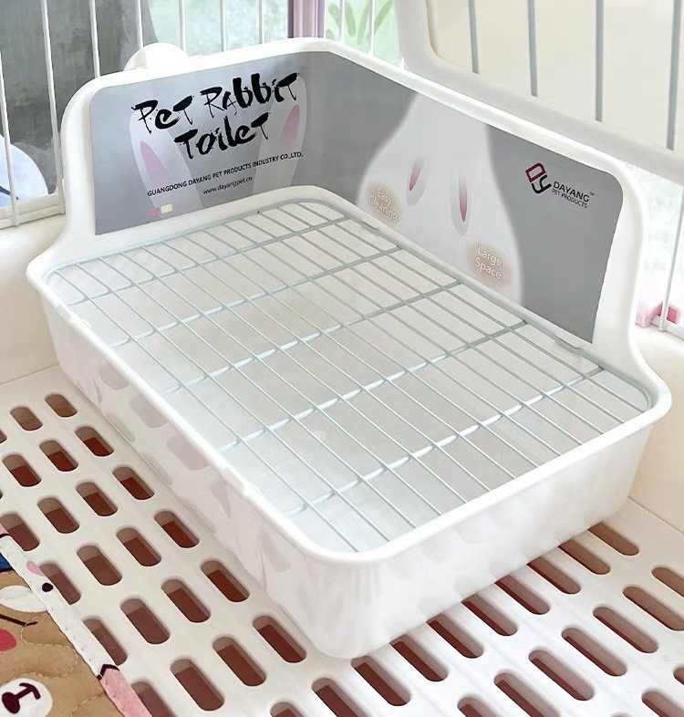 Bunny Litter Box With Grate, Rabbit Corner Litter Pan, Pet Toilet Potty ...