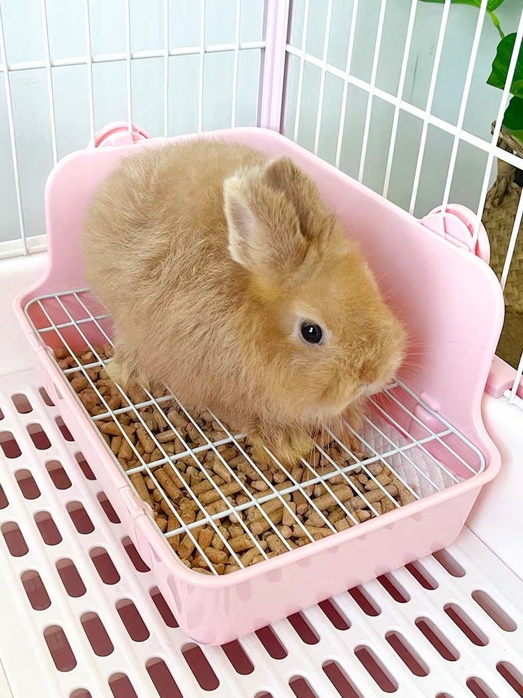 Bunny Litter Box With Grate, Rabbit Corner Litter Pan, Pet Toilet Potty ...