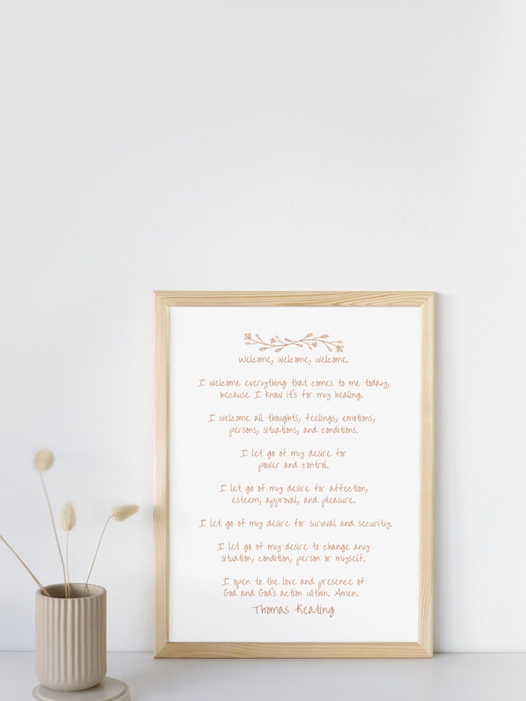 Welcoming Prayer by Thomas Keating Wall Art / Welcome / Home Decor / Christian Home Decor ...