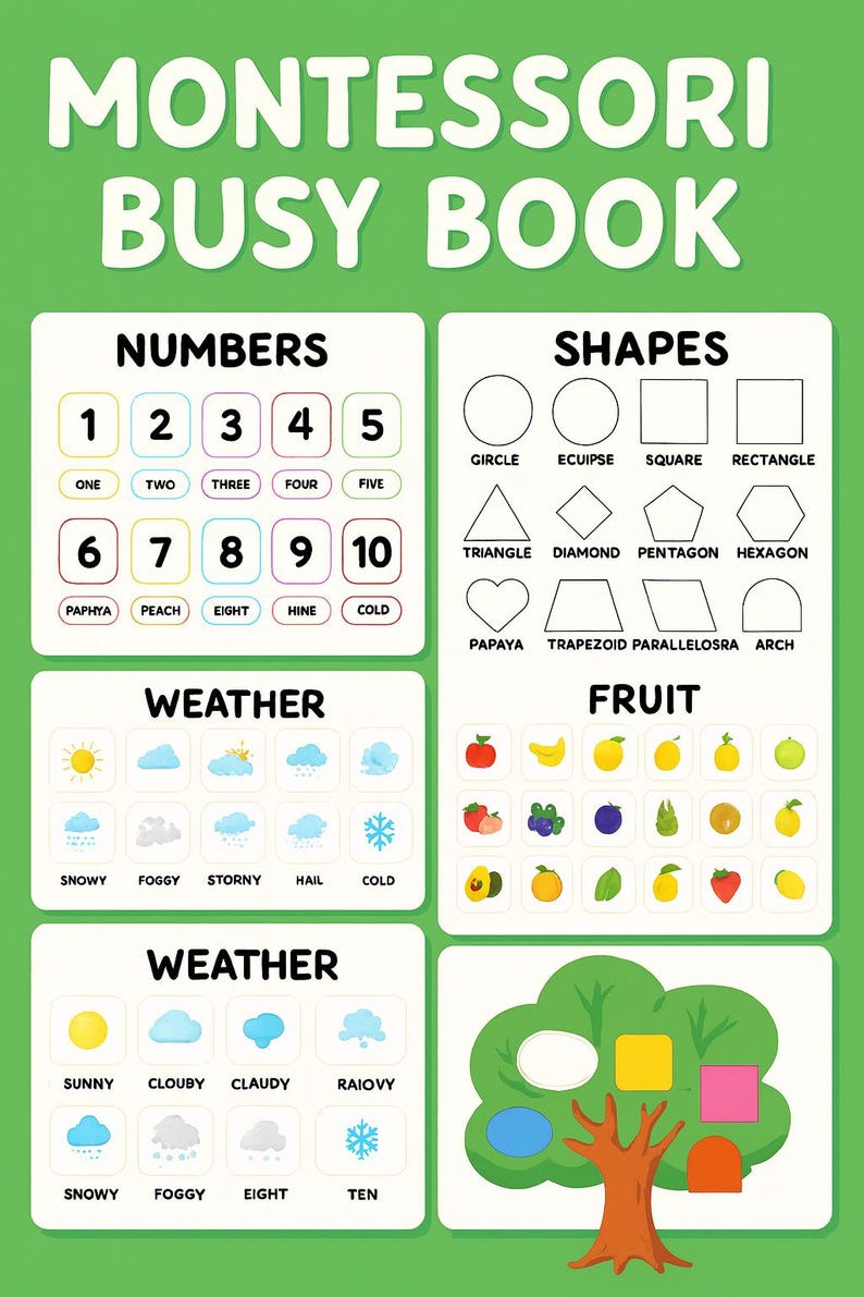 Montessori Busy Book Printable for Toddlers – Educational Preschool ...
