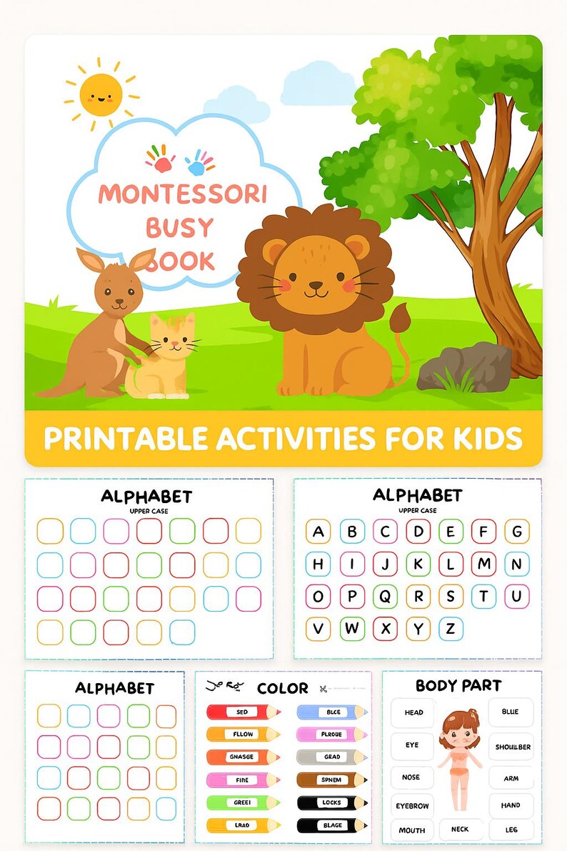 Montessori Busy Book Printable for Toddlers – Educational Preschool ...