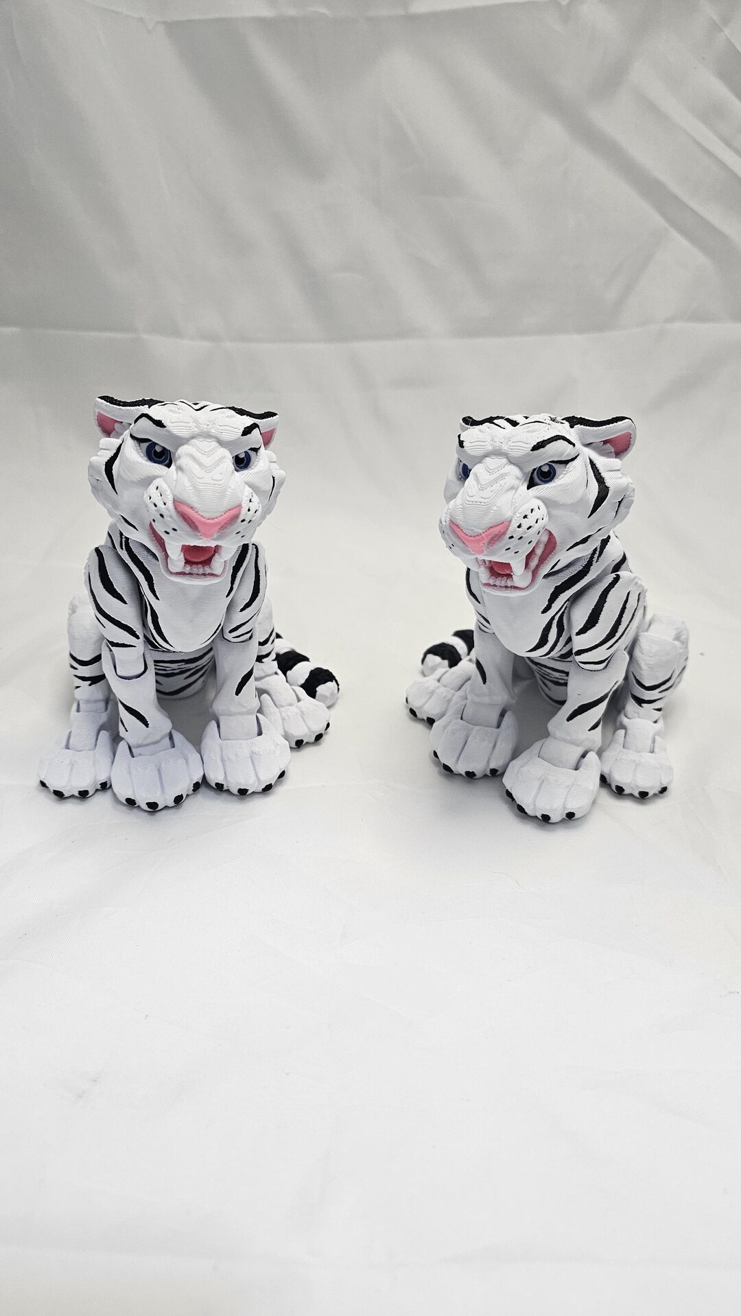 3D Printed Flexi White Sabertooth Tiger - Etsy