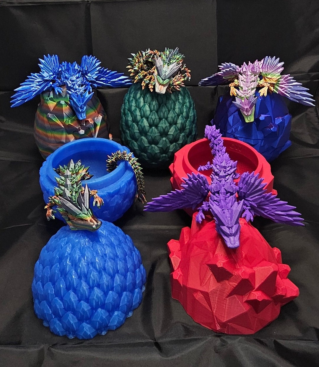 Mystery Crystal Dragons and Dragon Eggs 3d Printed Articulated Figurine ...