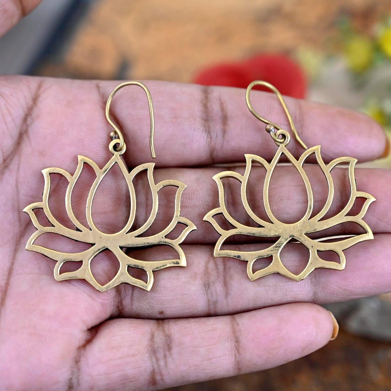 Lotus Earrings - Etsy
