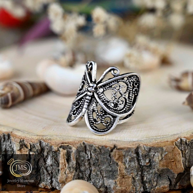 Silver Butterfly Ring, 925 Sterling Silver Handmade Artisan Crafted ...