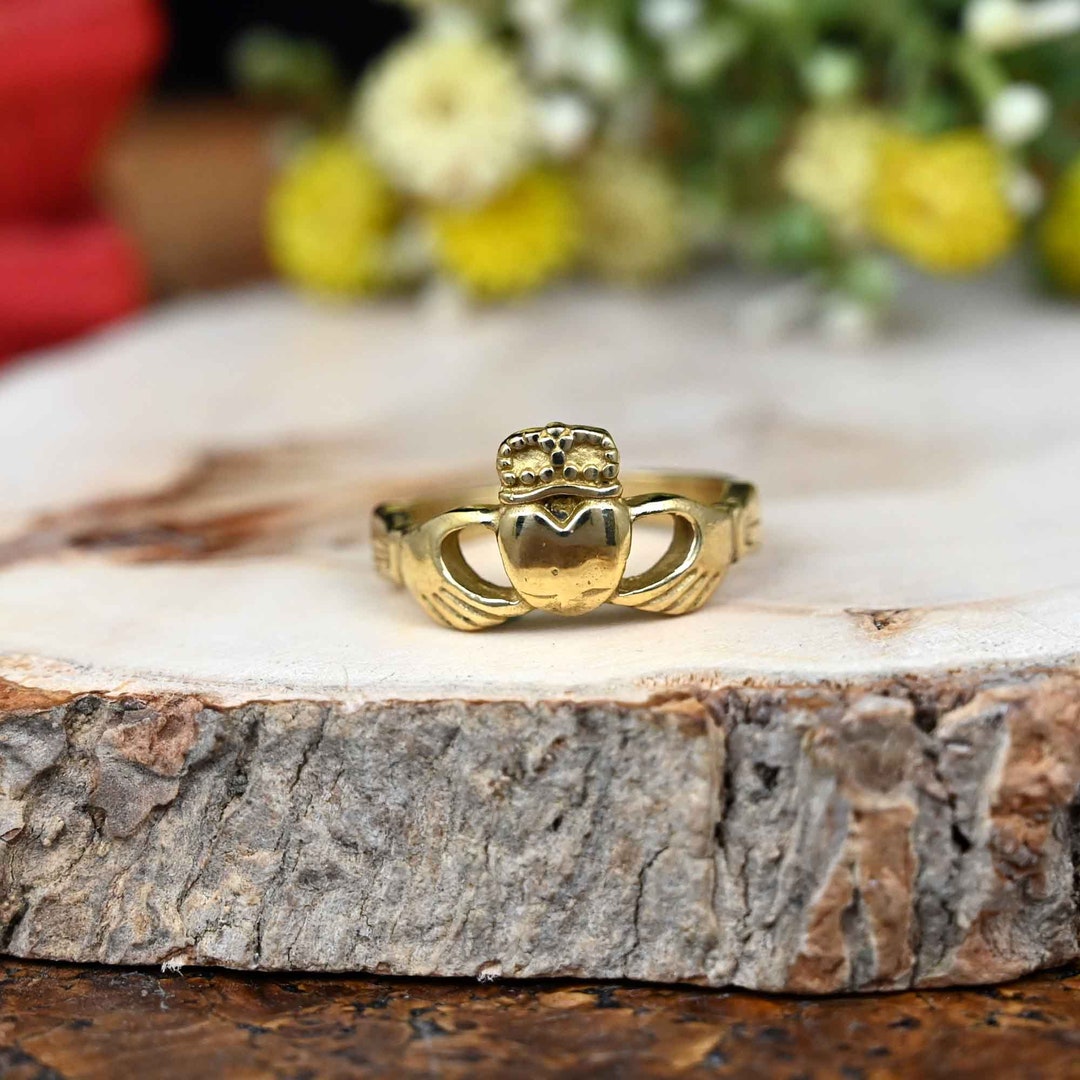Brass Gold Claddagh Ring: Irish Celtic Promise Ring - Etsy
