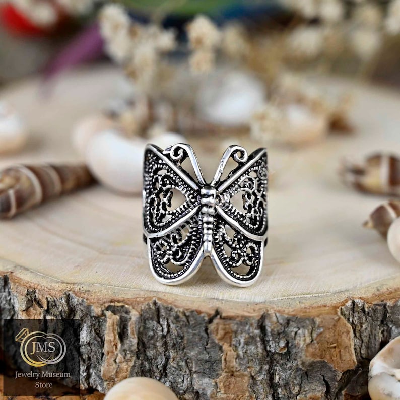 Silver Butterfly Ring, 925 Sterling Silver Handmade Artisan Crafted ...