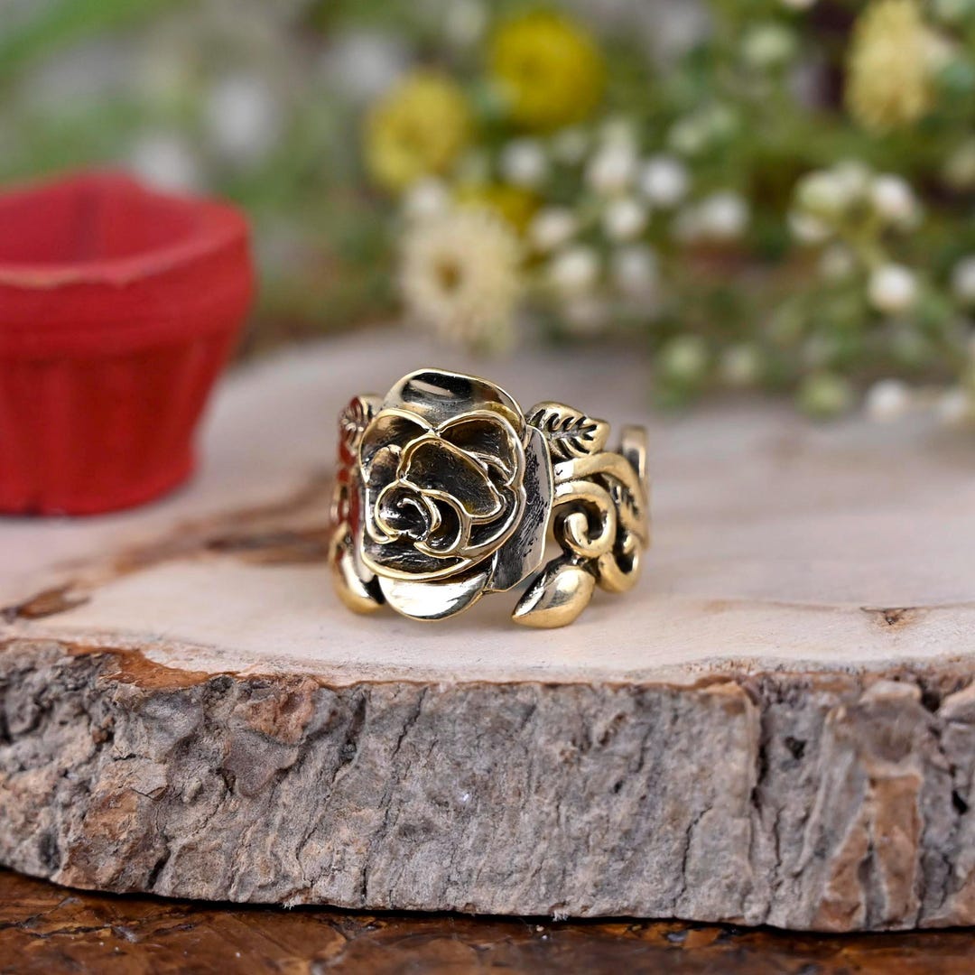 Brass Flower Ring: Handmade Vintage Floral Ring - Etsy