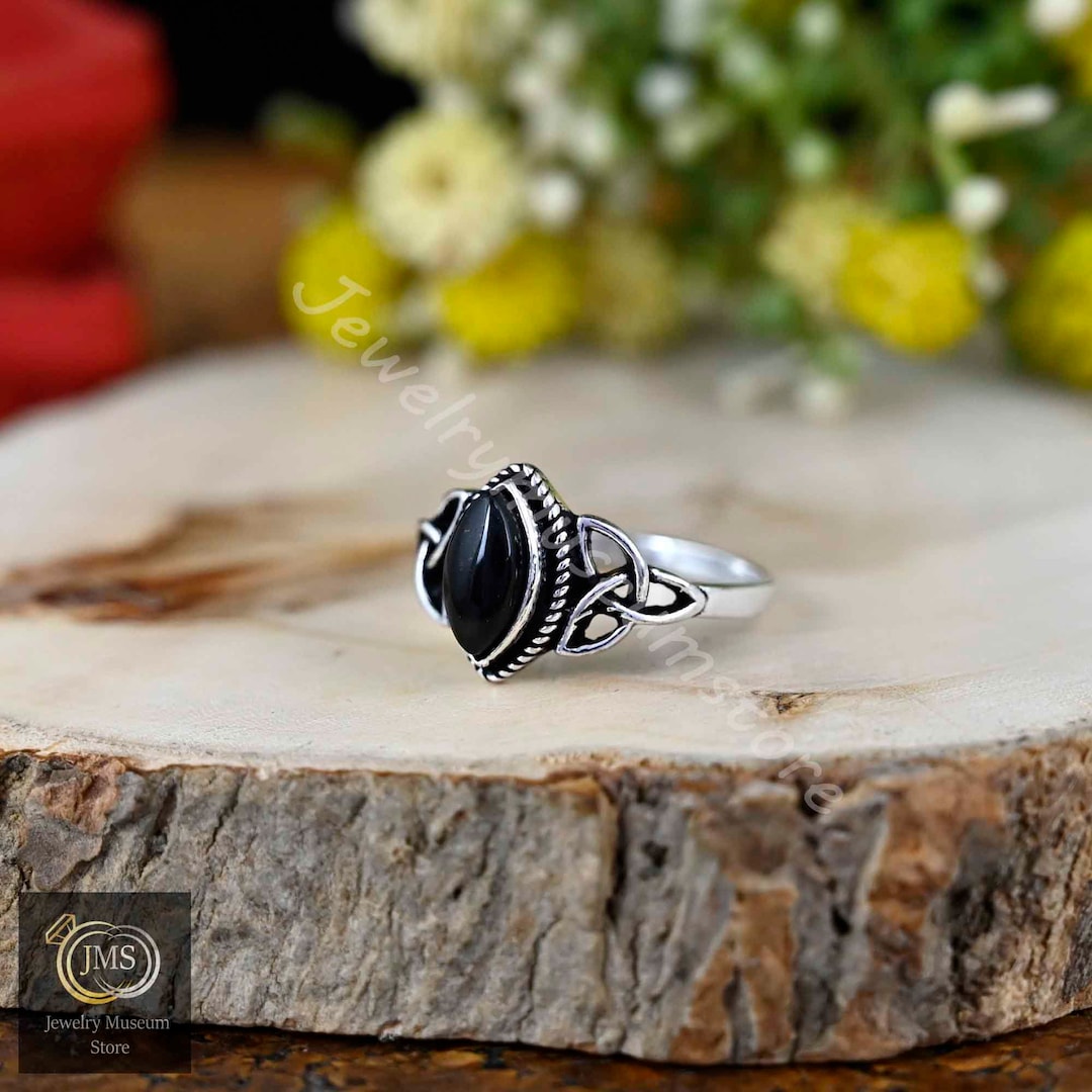 Black Obsidian Ring, 925 Sterling Silver Ring, Women Gift Ring ...