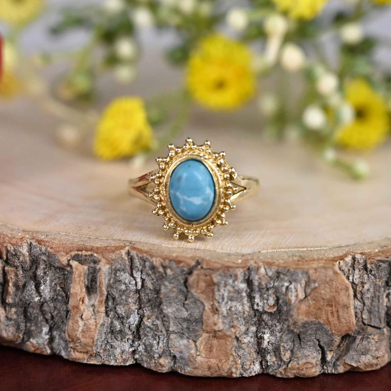 Gold Turquoise Ring - Etsy