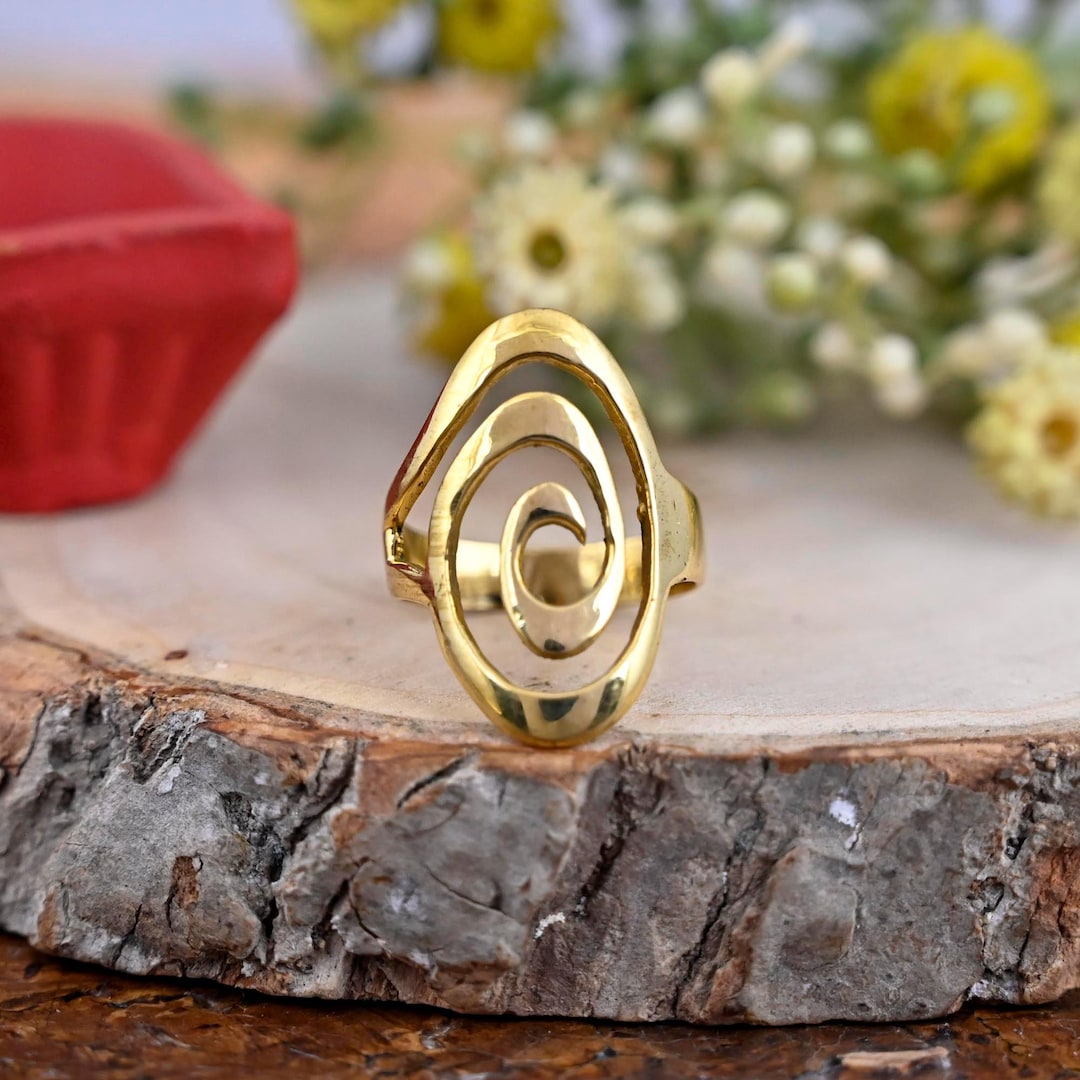 Handmade Brass Spiral Ring: Boho Thumb Ring - Etsy