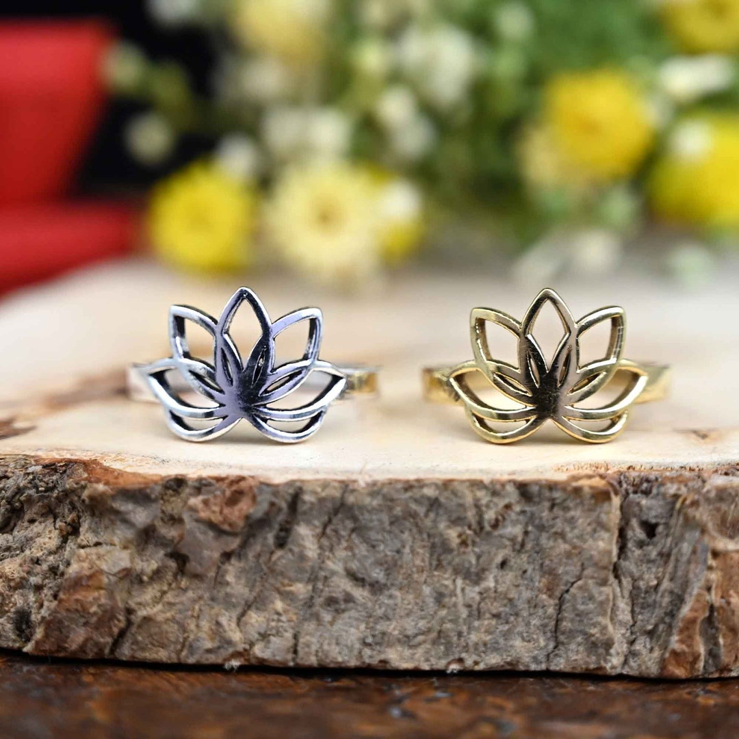 Minimalist Lotus Ring, Lotus Flower Ring, Lotus Symbol Ring, Flowers ...