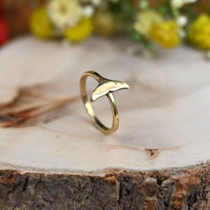 Whale Tail Ring, Dainty Ring, Gold Whale Tail Ocean Ring, Minimalist ...