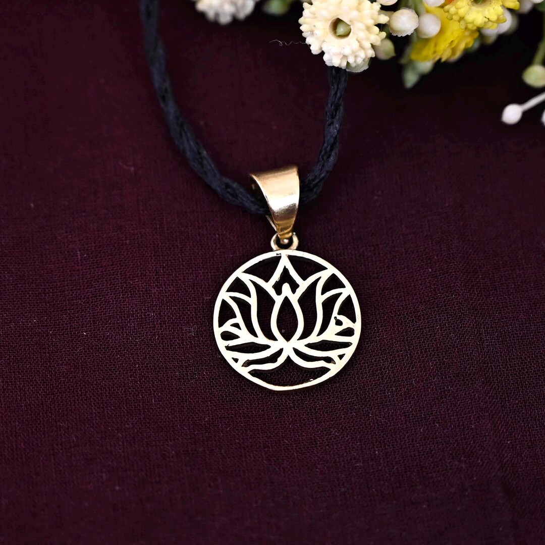 Gold Lotus Flower Pendant: Brass Sacred Lotus Necklace - Etsy
